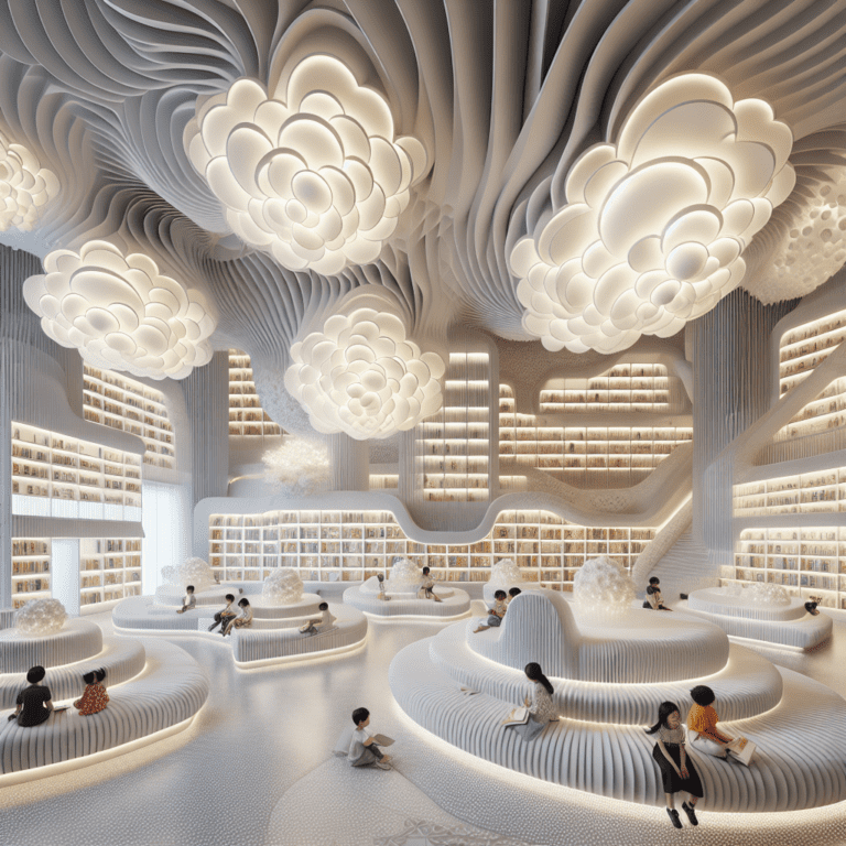 Dreamlike hideouts cloud-inspired interiors in children’s libraries