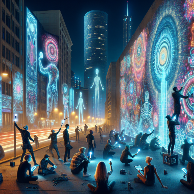 LED graffiti light-infused street art changing nightly cityscapes