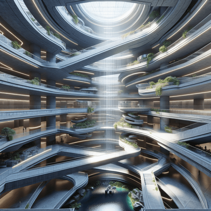 Light-well labyrinth: multi-level atria that meander through building ...