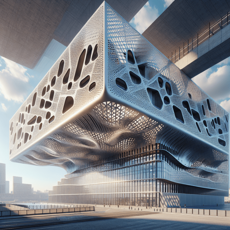 Moiré patterns in architecture layered screens producing optical illusions