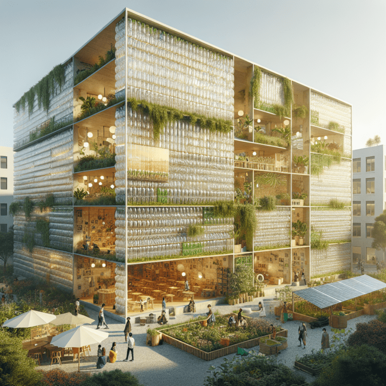 Reclaimed bottle architecture translucent walls made from plastic vessels