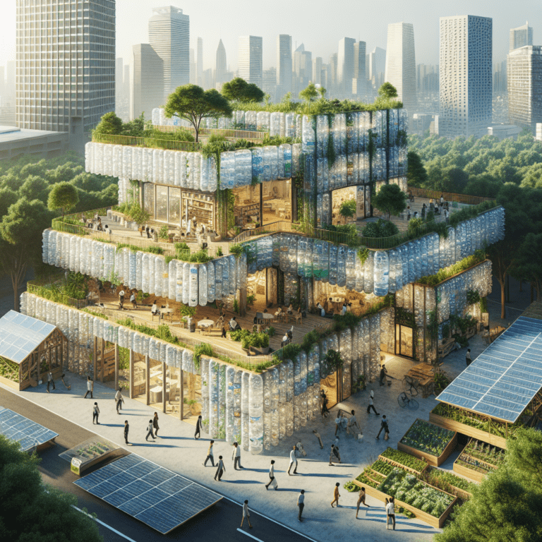 Reclaimed bottle architecture translucent walls made from plastic vessels