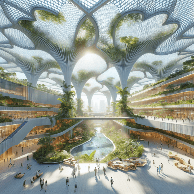 Subtropical atrium design: giant leaf canopies for temperature control