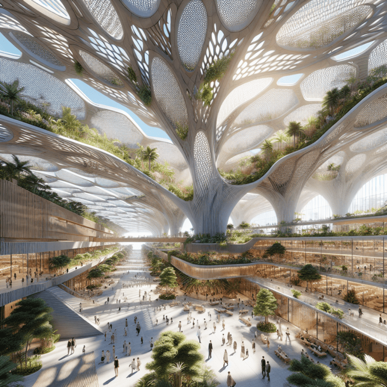 Subtropical atrium design: giant leaf canopies for temperature control