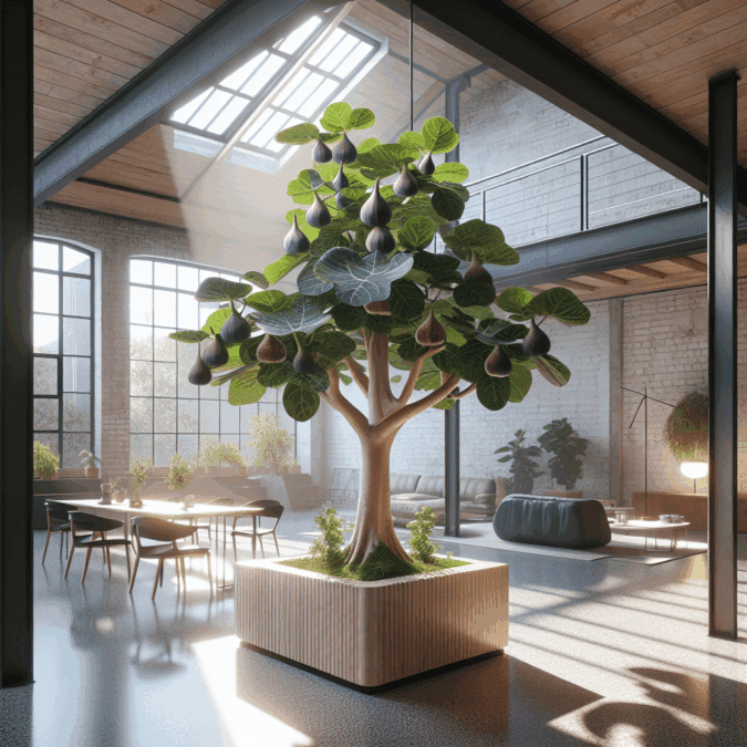 Evocative orchard within: fruit-bearing trees as indoor centerpieces