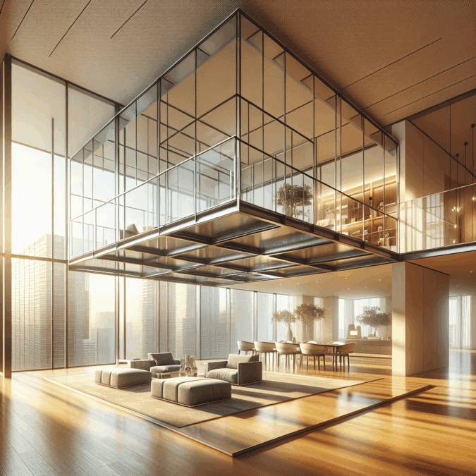 Floating interior balconies: mid-air walkways spanning over living areas