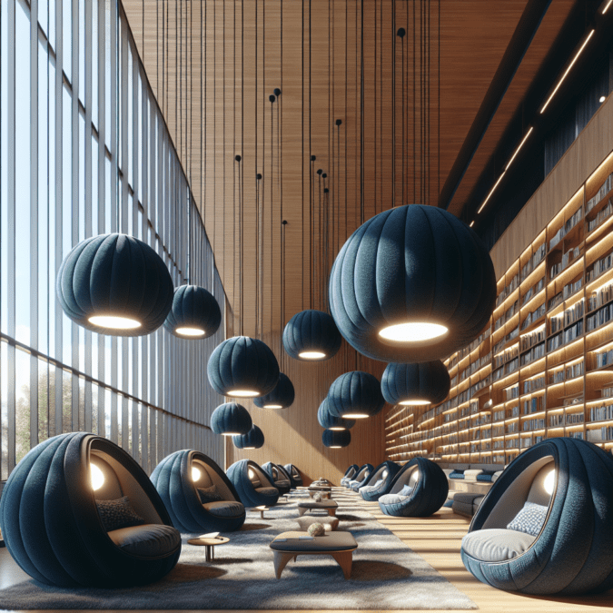 Floating reading pods: in libraries plush spheres suspended from ceilings