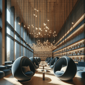 Floating reading pods: in libraries plush spheres suspended from ceilings