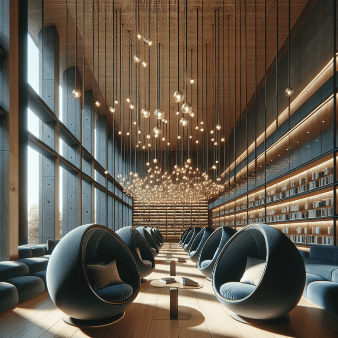Floating reading pods: in libraries plush spheres suspended from ceilings