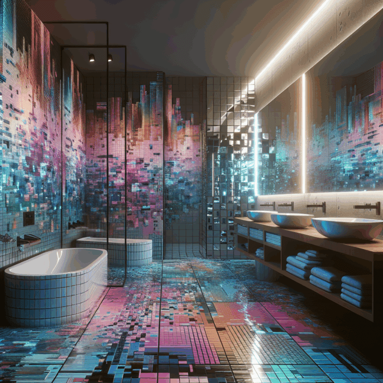 Pixellated tiles bathrooms: that emulate digital glitch art
