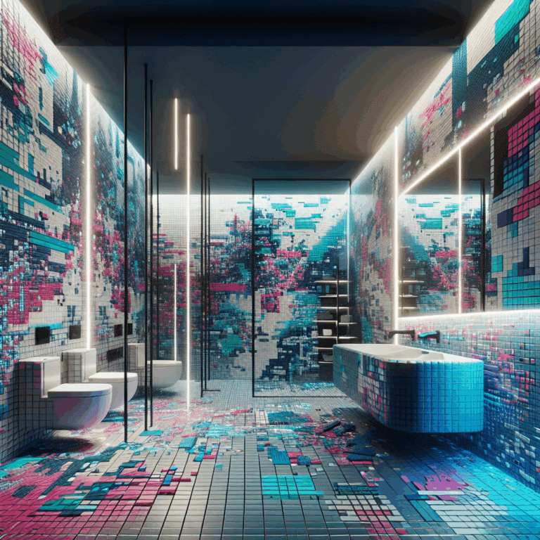 Pixellated tiles bathrooms: that emulate digital glitch art