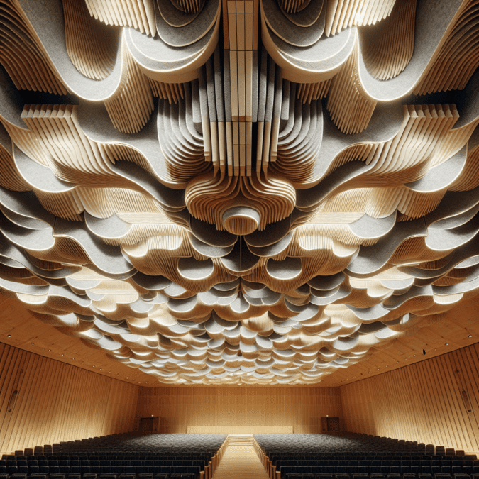 Symphonic ceilings: acoustic baffles shaped like piano keys