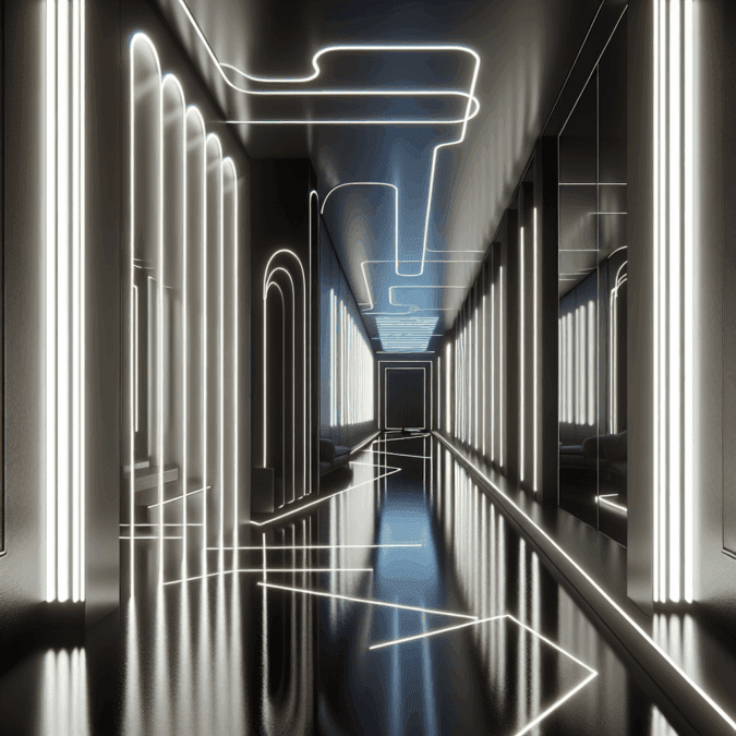 The neon corridor: ultra-thin LED lines tracing architectural edges