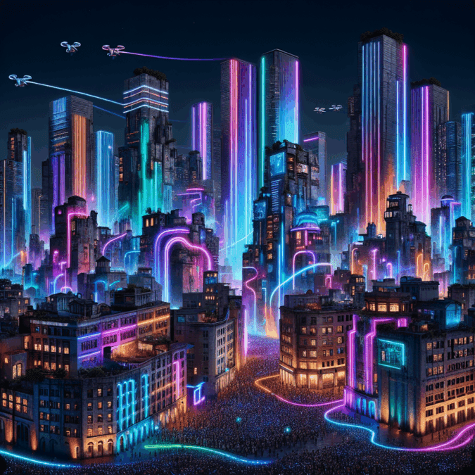 LED graffiti: light-infused street art changing nightly cityscapes