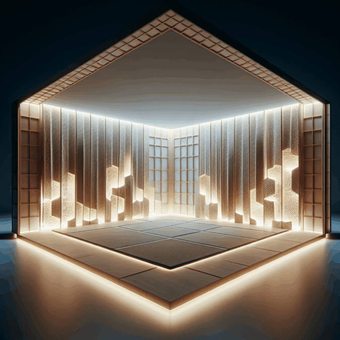 Paper luminaries glowing: partitions made from recycled pulp