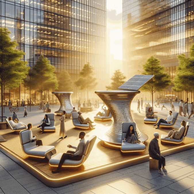 Kinetic street furniture: benches that flex and rotate for passersby