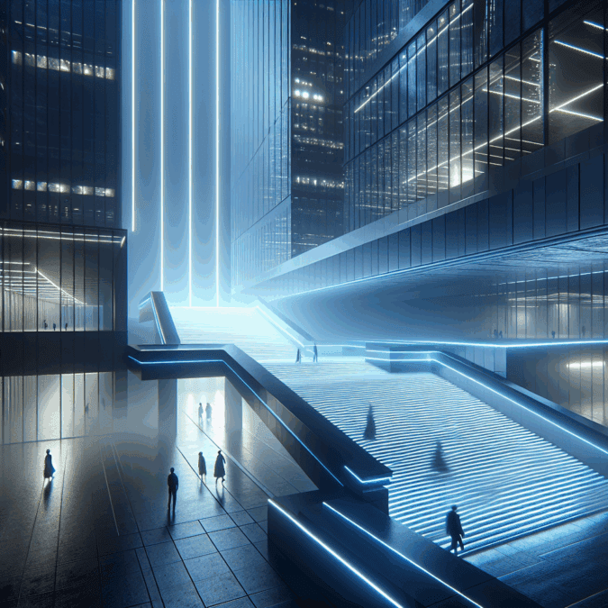The Tron effect: luminous lines embedded in walkway edges