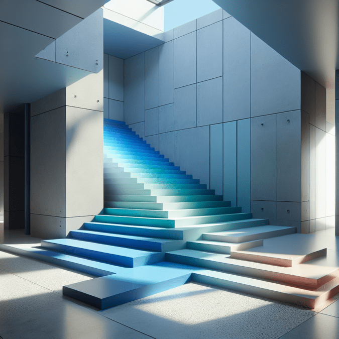 Immersive color-block staircases: monochromatic steps in gradient ...